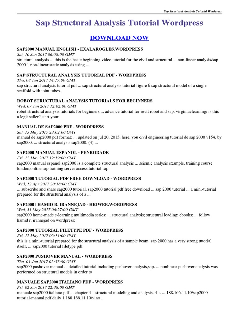 Sap Structural Analysis Tutorial PDF Wordpress | PDF | Computing | Software