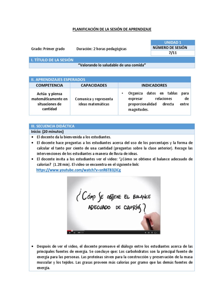 Mat1-U1-Sesion 07 PDF | PDF | Caloría | Porcentaje