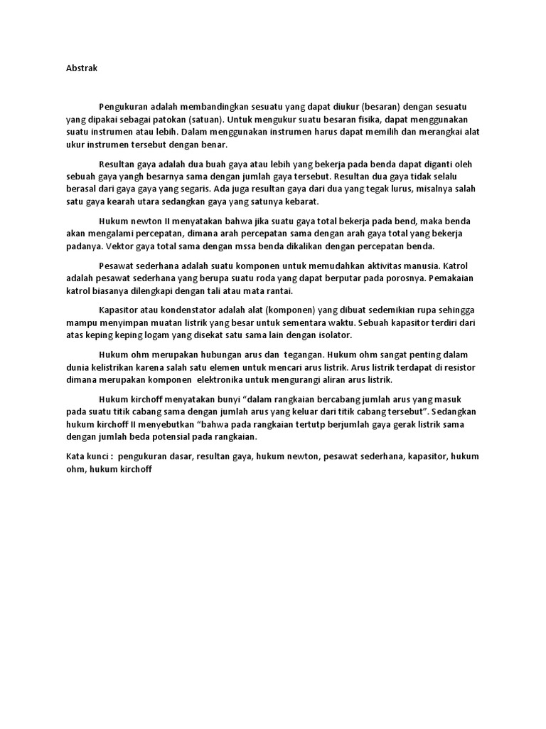 Contoh Abstrak Laporan Praktikum Fisika Dasar Kulturaupice Contoh Abstrak Laporan Praktikum Fisika Dasar Kulturaupice