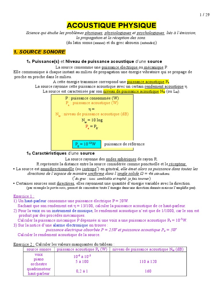Acoustique Physique | PDF | Son | Foudre