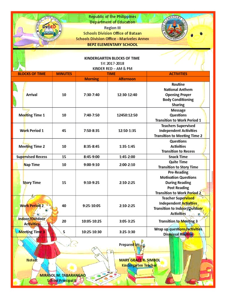 Class Program Kinder | PDF | Schools | Social Institutions