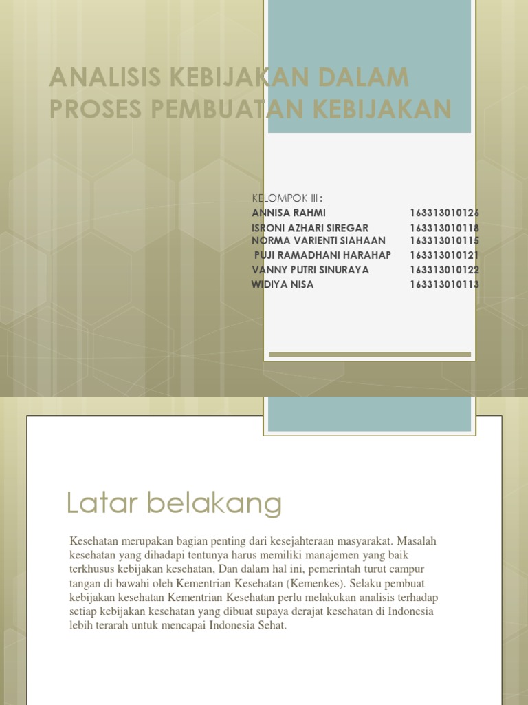 Analisis Kebijakan Dalam Proses Pembuatan Kebijakan | PDF