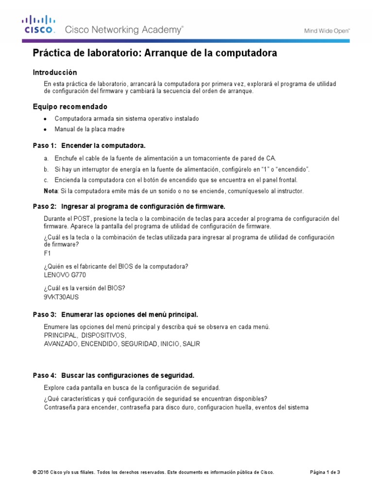 3.2.2.8 Lab - Boot The Computer | PDF | Bios | Arranque