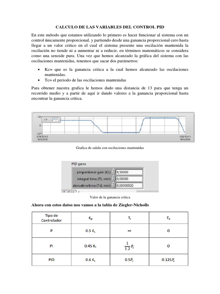 Calculo de Las Variables Del Control Pid 1 | PDF