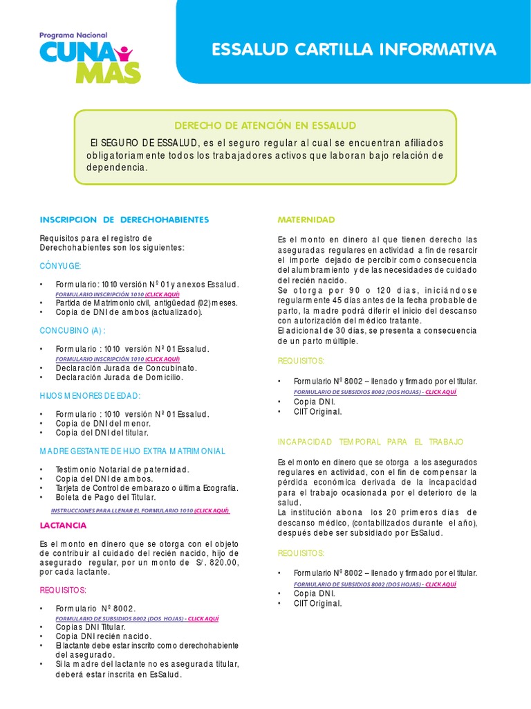 EsSalud Cartilla Informativa PDF | PDF