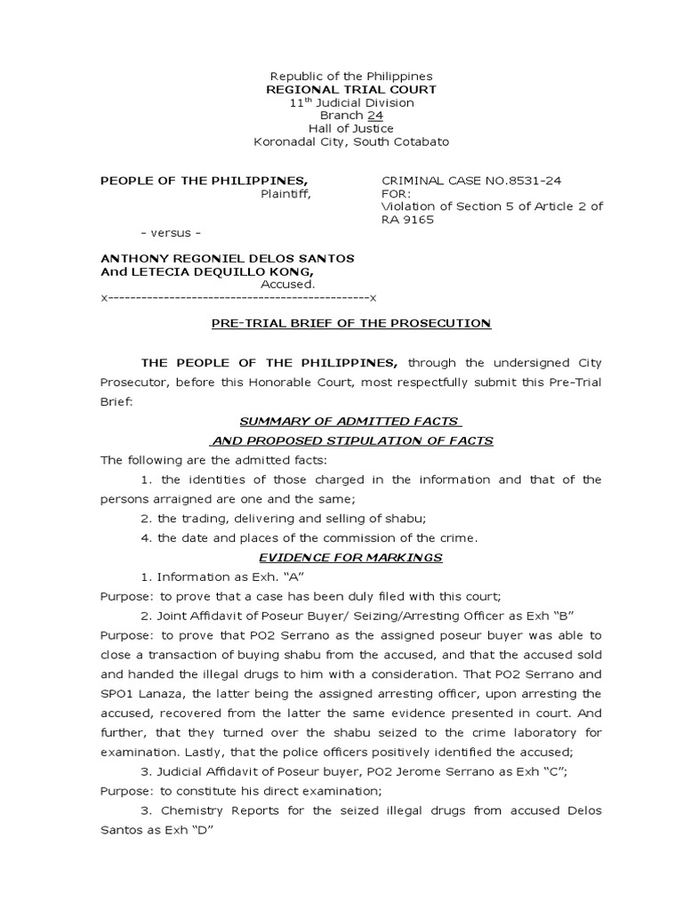 Prose - Pretrial Brief | PDF | Prosecutor | Arrest