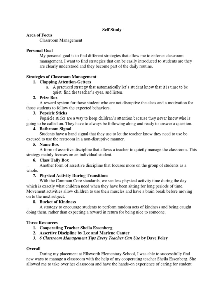 Self Study | PDF | Classroom Management | Pedagogy