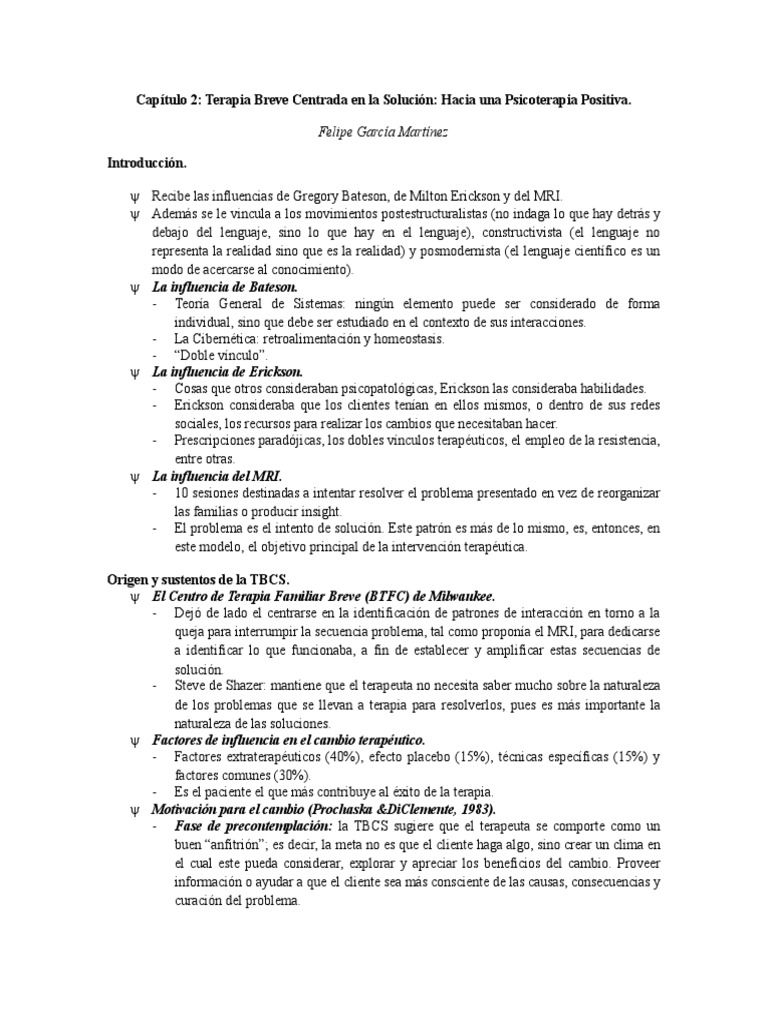 Capítulo 2 - TBCS | PDF | Terapia breve enfocada en soluciones | Psicoterapia