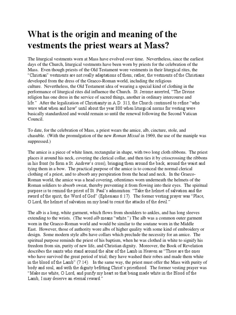 What Is The Origin and Meaning of The Vestments The Priest Wears at ...