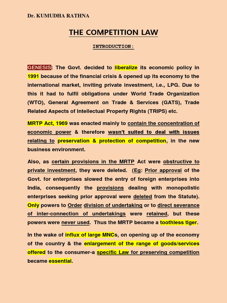The Competition Law | Market (Economics) | Business
