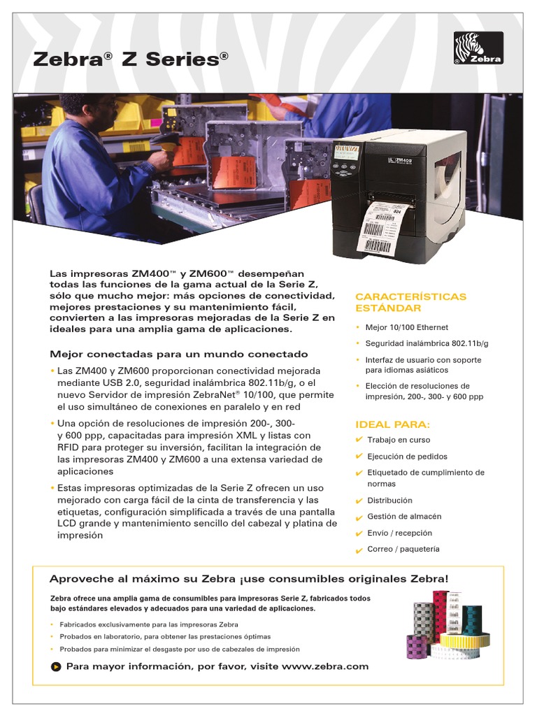 ZM400 ZM600 Datasheet Spanish | PDF | Impresora (Computación) | Ieee 802.11