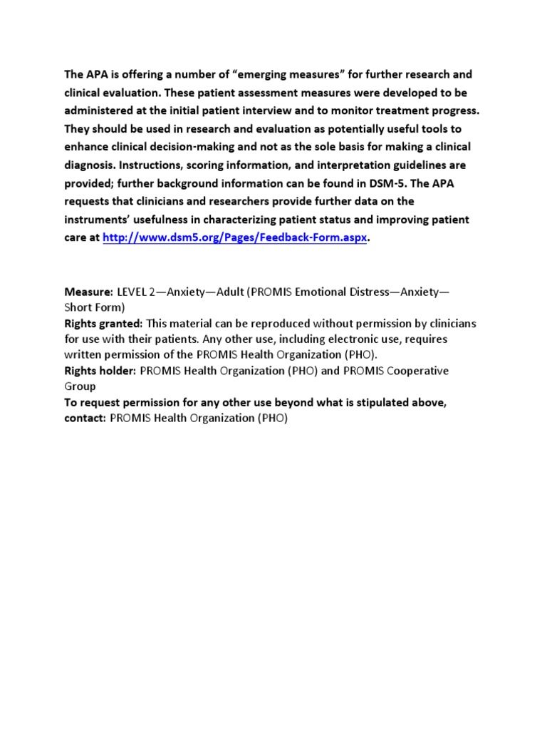 APA - DSM5 - Level 2 Anxiety Adult PDF | PDF | Dsm 5 | Anxiety