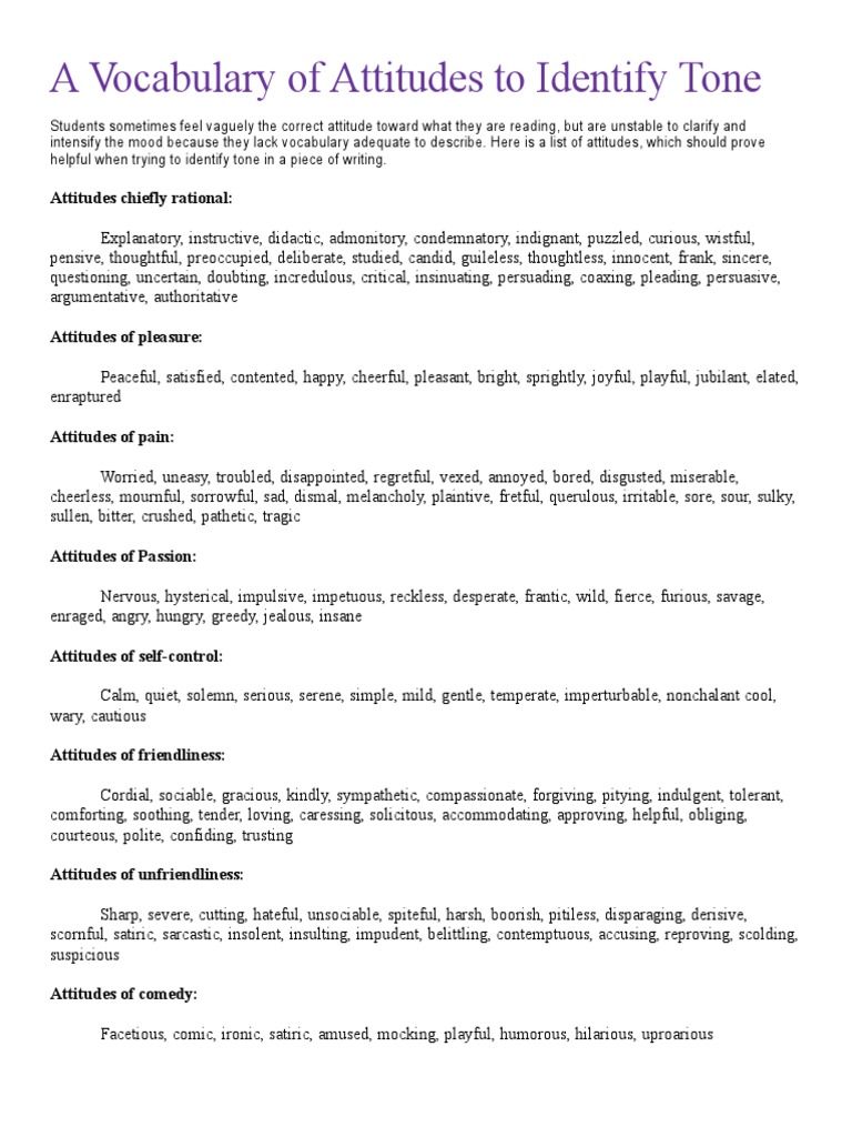 A Vocabulary of Attitudes To Identify Tone | PDF | Linguistics ...