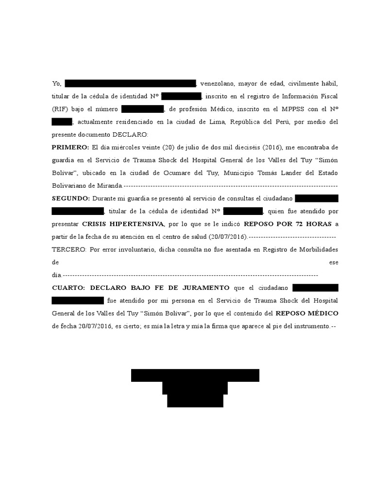 Exposición de Motivos para Validar Reposo | PDF