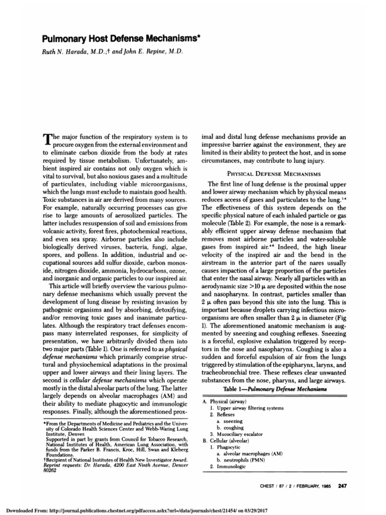 Pulmonary Defense Mechanisms Overview | PDF | Respiratory Tract | Phagocyte
