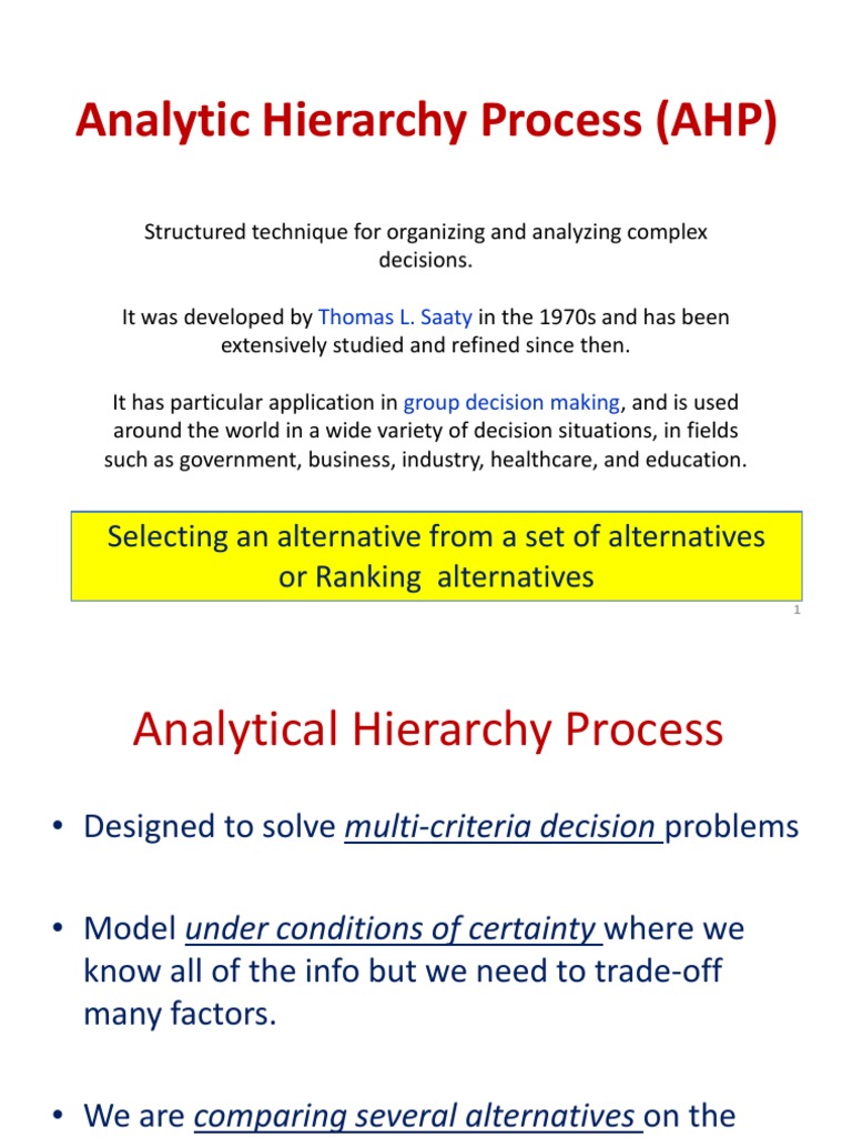 05 AHP and Scoring Models | PDF | Applied Mathematics | Cognition