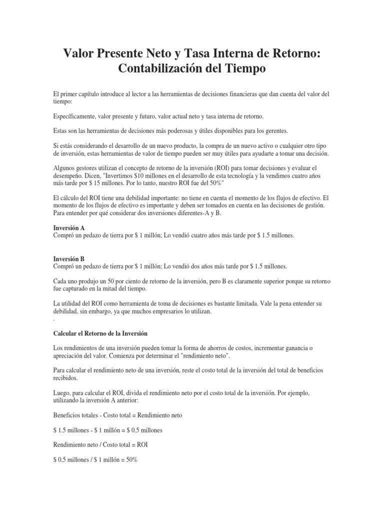 Valor Presente Neto y Tasa Interna de Retorno | PDF | Valor presente neto | Euro