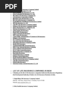 IRDAI Life Insurers List in India | PDF | Financial Services | Insurance