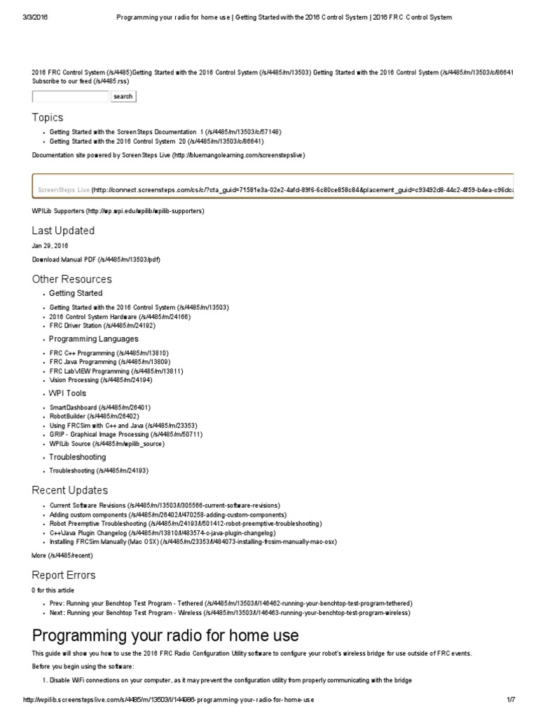 Frc Programming Your Radio For Home Use Pdf Ip Address Command Line Interface