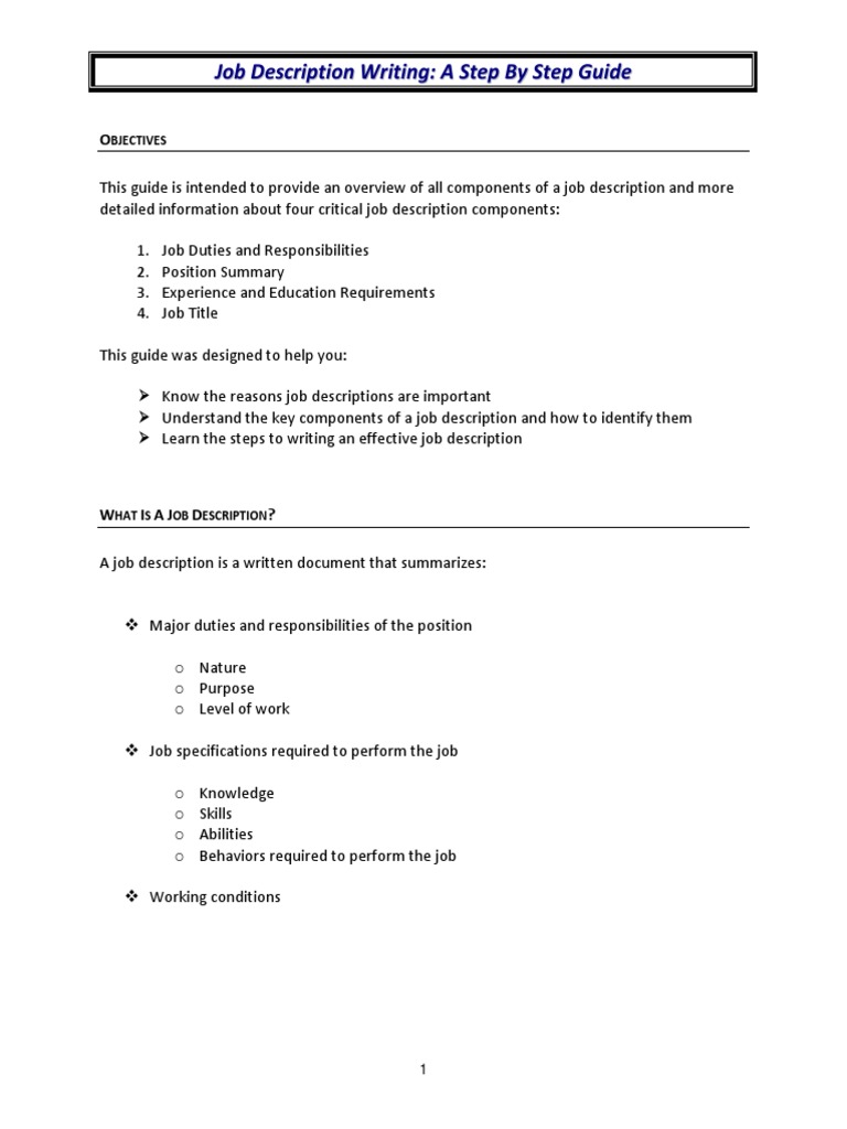 Job Description Writing - A Step by Step Guide PDF | PDF | Academic ...