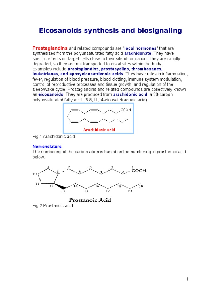 Synthesis of Eicosanoids and Signaling | Prostaglandin | Nonsteroidal ...