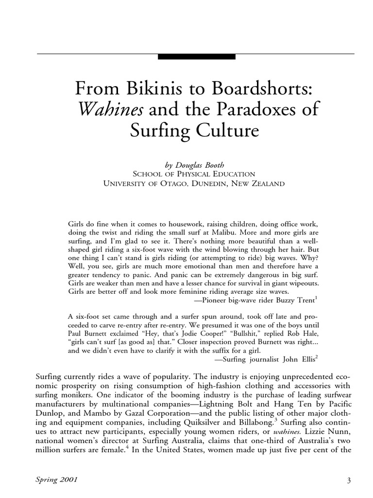 From Bikinis to Boardshorts: Wahines and the Paradoxes of Surfing ...