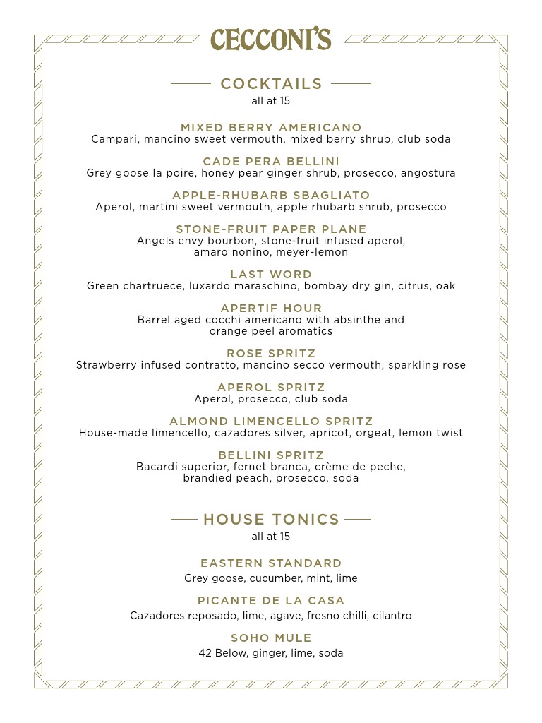 Cecconis Dumbo Cocktails 170612 01 | PDF | Alcoholic Drinks | Distilled ...