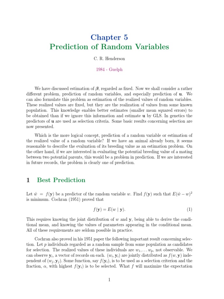 Prediction of Random Variables | PDF | Covariance | Bias Of An Estimator