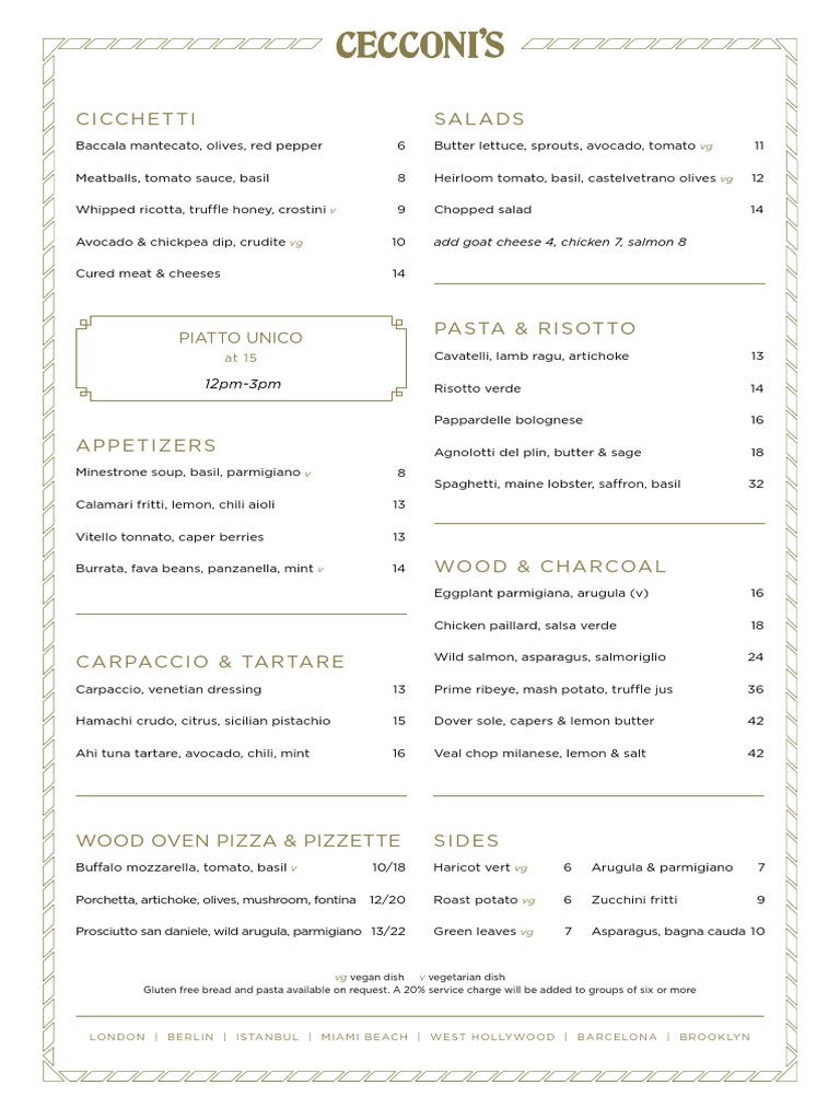 Cecconi's Dumbo All Day Menu | PDF | Fermented Drinks | Crops ...