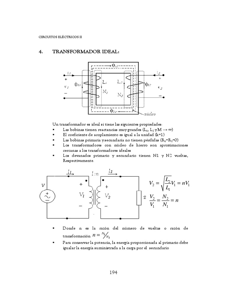 Circuito de Transformador Ideal | PDF | Transformador | Corriente eléctrica