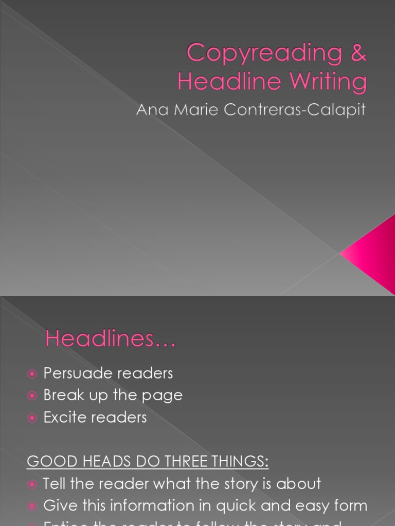 Copy Reading & Headline Writing | PDF