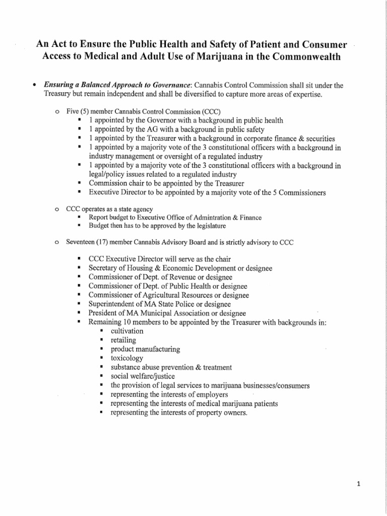 Massachusetts House Marijuana Proposal Outline | PDF | Cannabis