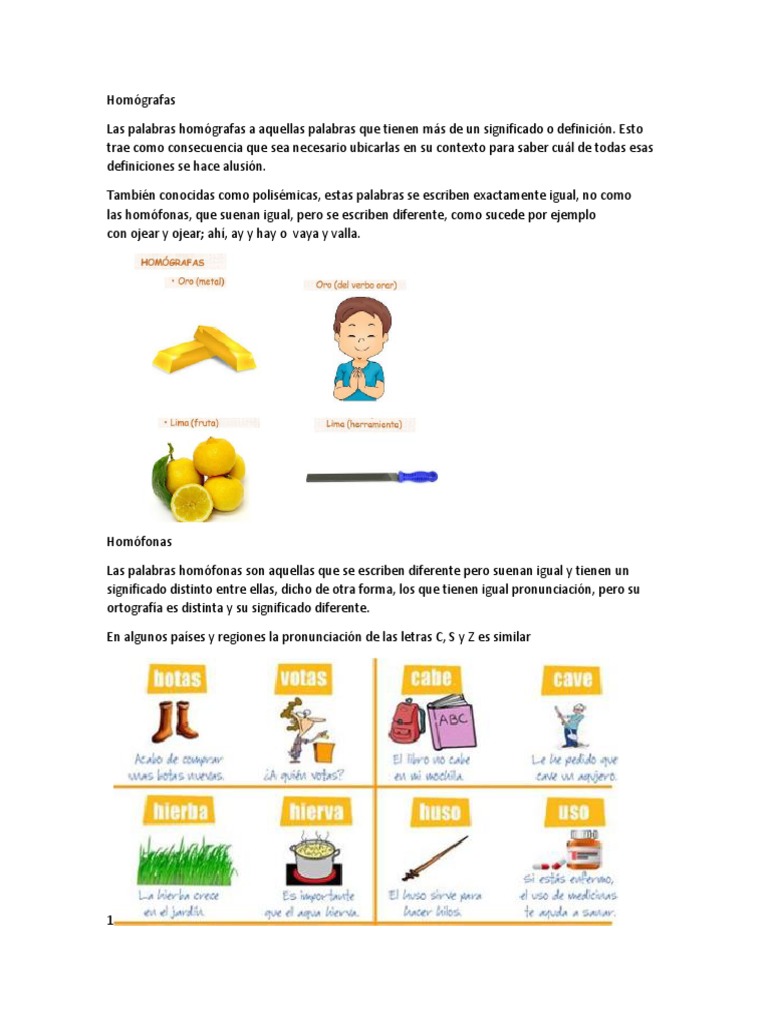 Palabras Homógrafas y su Significado | PDF | Lingüística | Semiótica