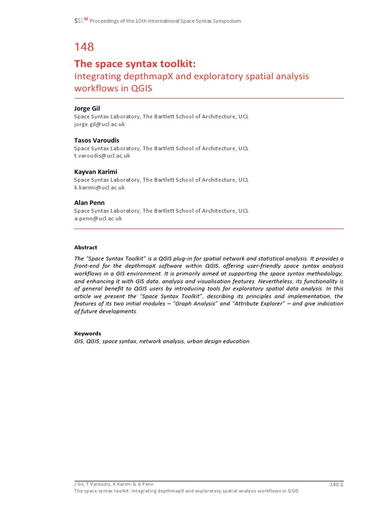 The Space Syntax Toolkit: Integrating Depthmapx and Exploratory Spatial ...