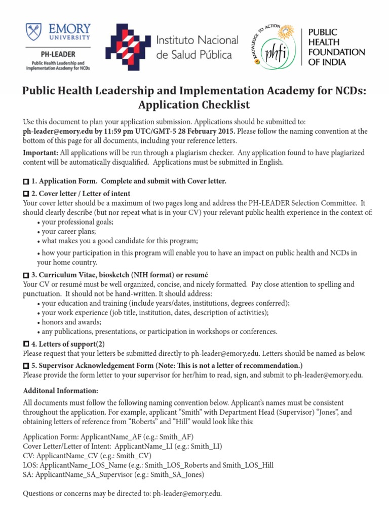 Application Checklist 2015 | PDF | Further Education | Wellness
