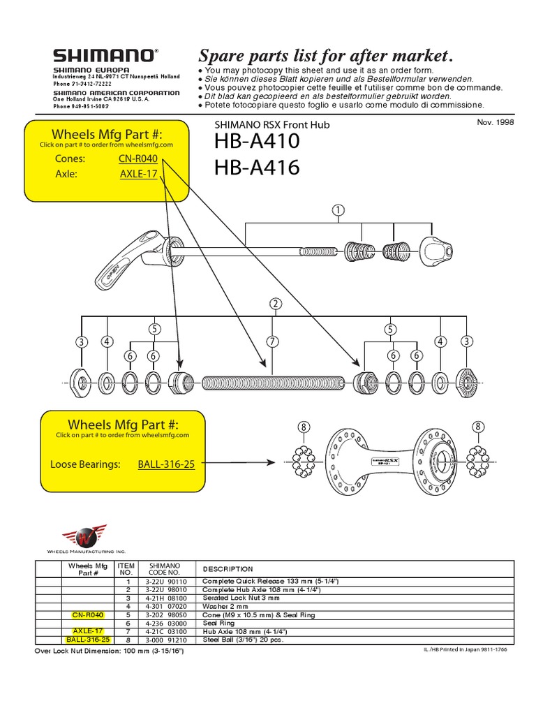 Shimano RSX Hub | Download Free PDF | Vehicle Parts | Wheeled Vehicles
