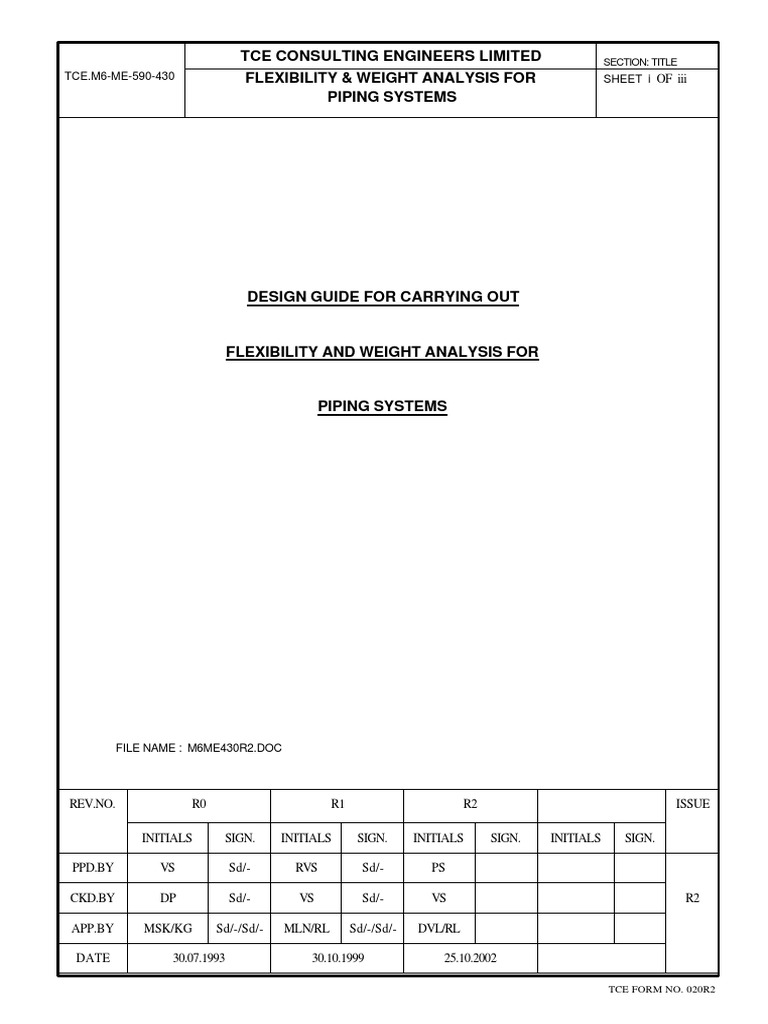 Piping Flexibility and Weight Analysis Guide | PDF | Pipe (Fluid ...