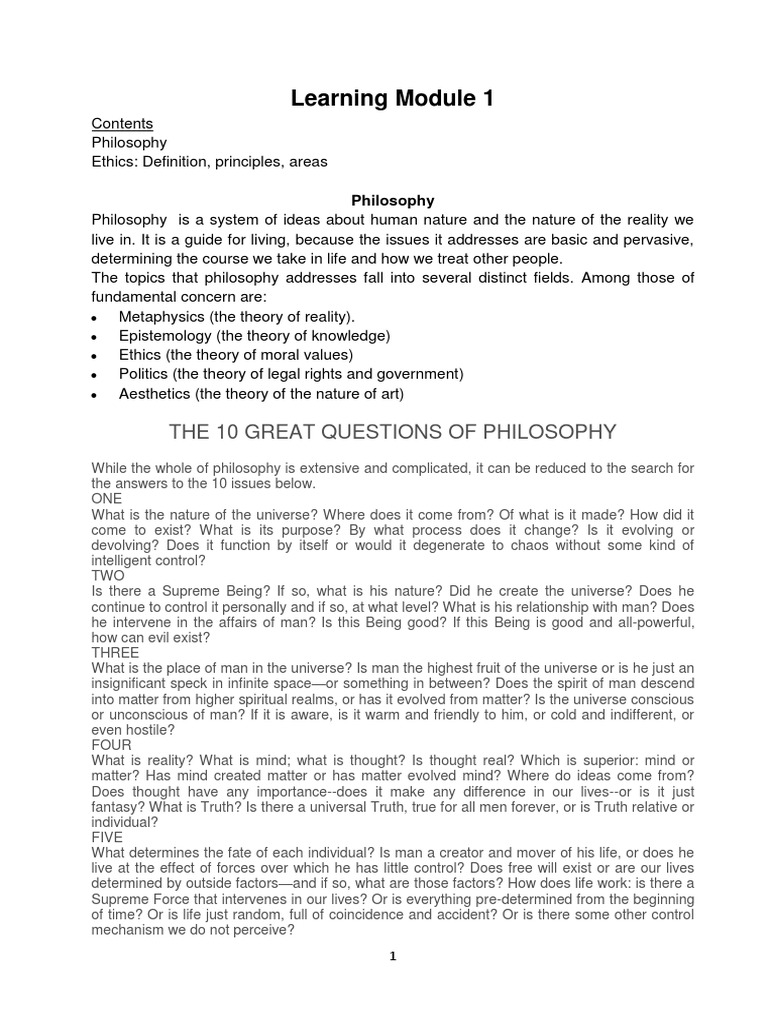 Module 1 Philosophy and Ethics | PDF | Utilitarianism | Morality