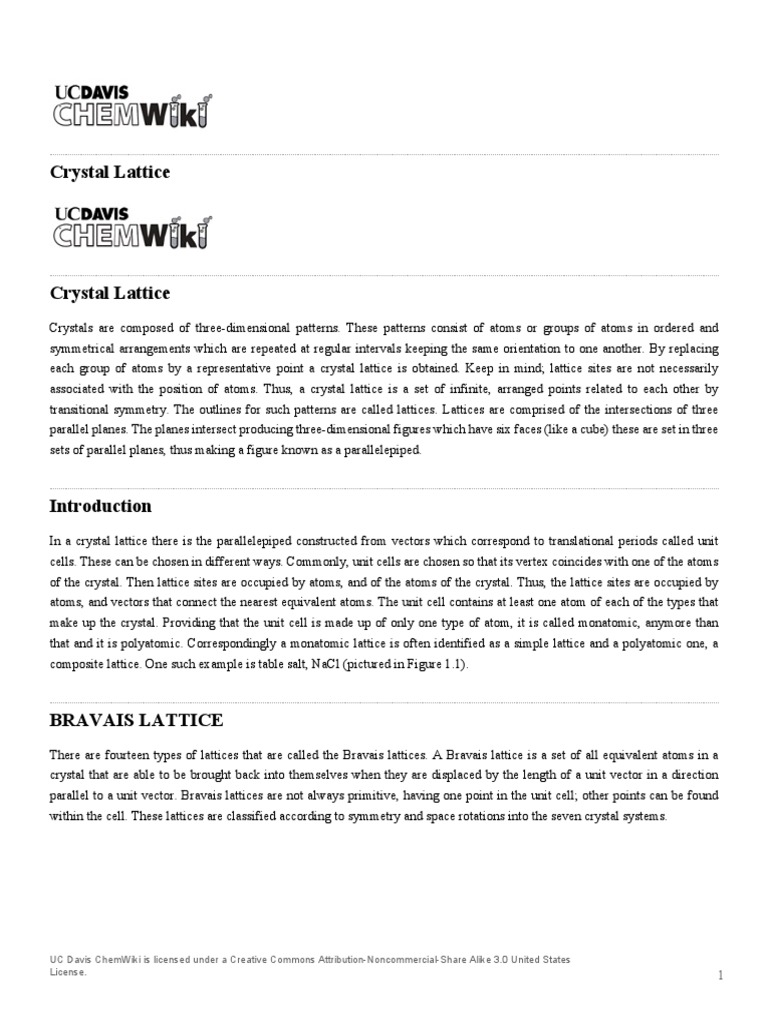 Crystal Lattice | PDF | Crystal Structure | Euclid