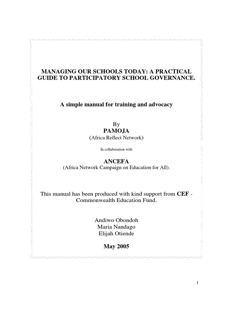School Governance Manual.pdf | Governance | Facilitator