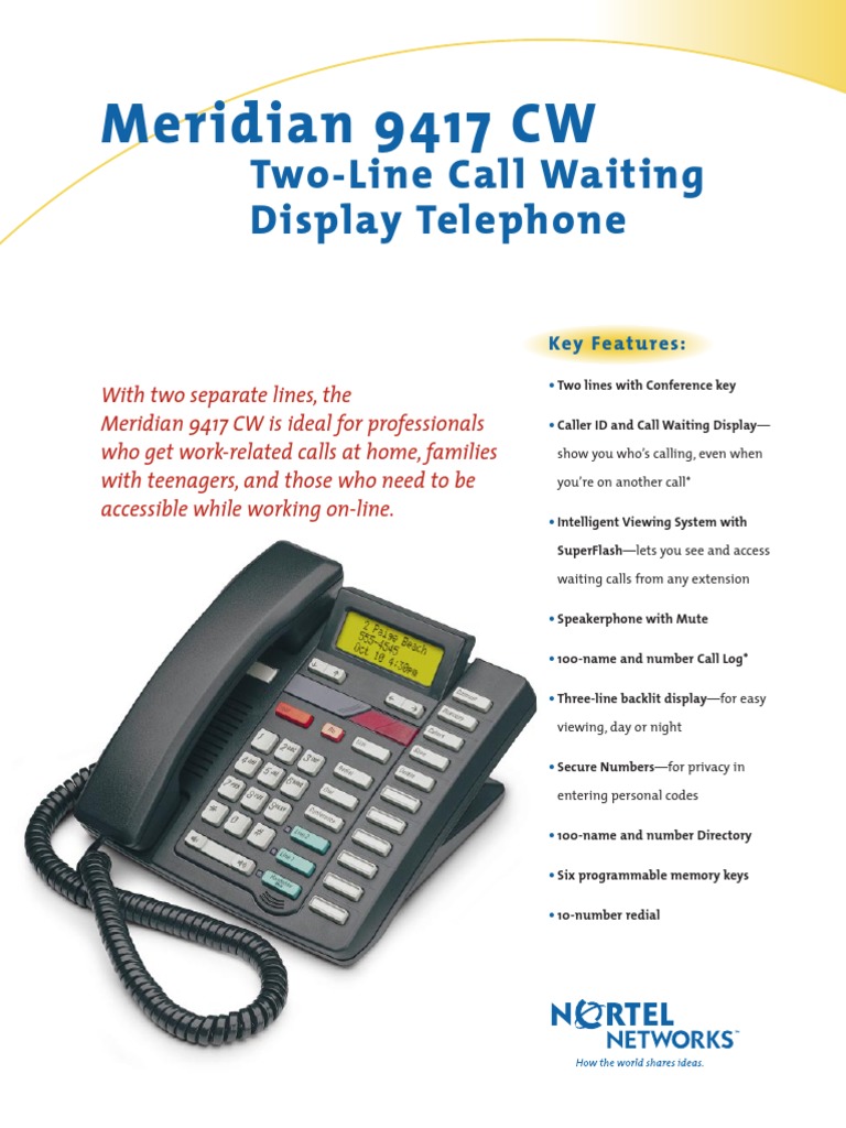 Meridian m9417 CW | PDF | Telecommunications | Telephony