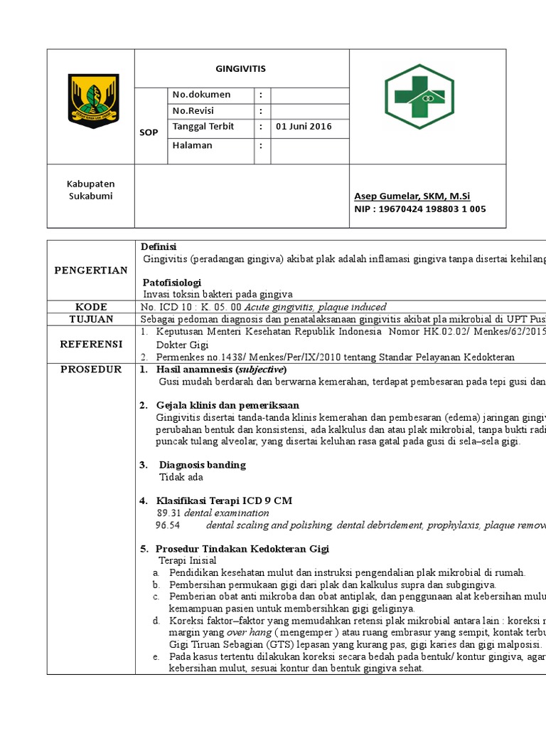 Sop Gingivitis | PDF