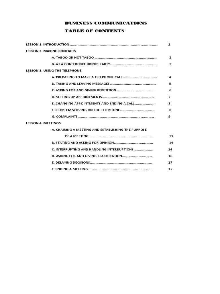 Business Communications: LESSON 1. INTRODUCTION . Lesson 2. Making ...