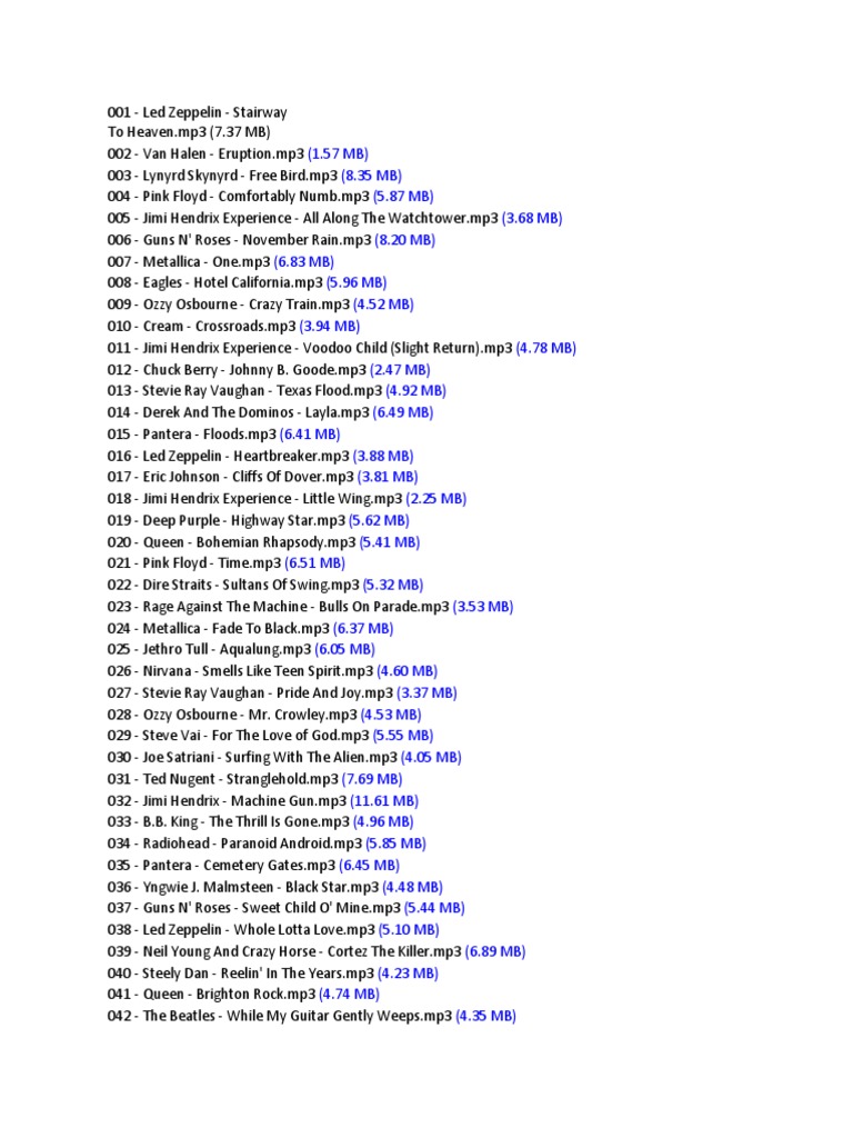 100 Greatest Guitar Solos | PDF | Rock Music Groups | Award Winners