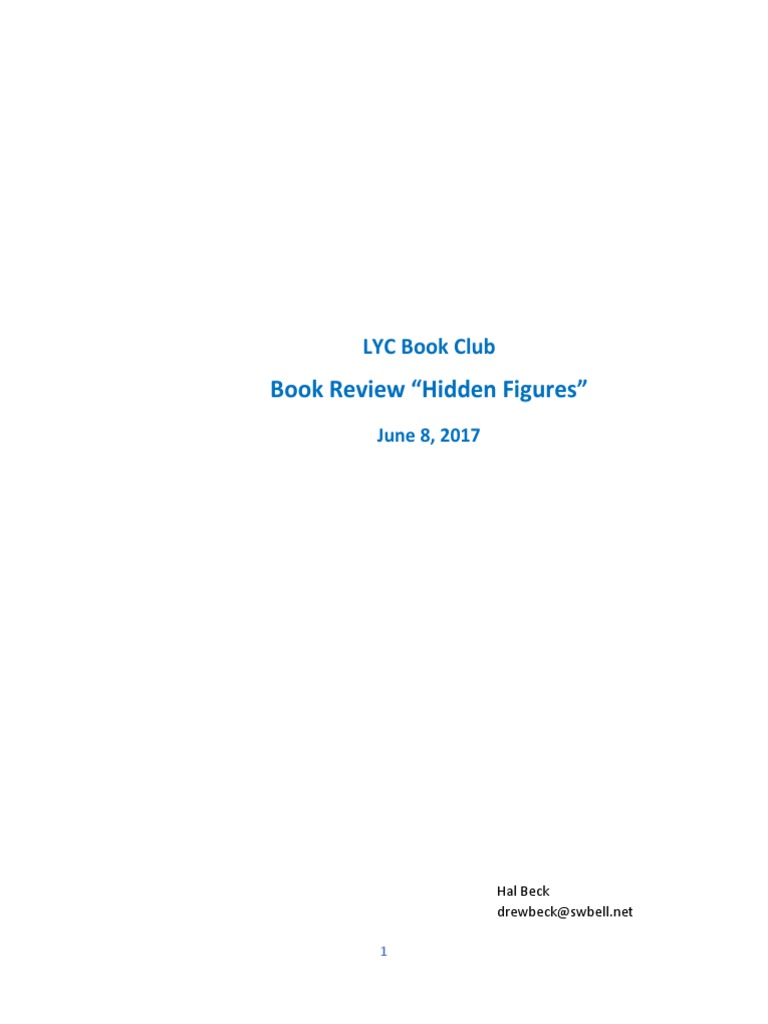 05 28 2017 Hidden Figures Book Review | PDF | Katherine Johnson ...