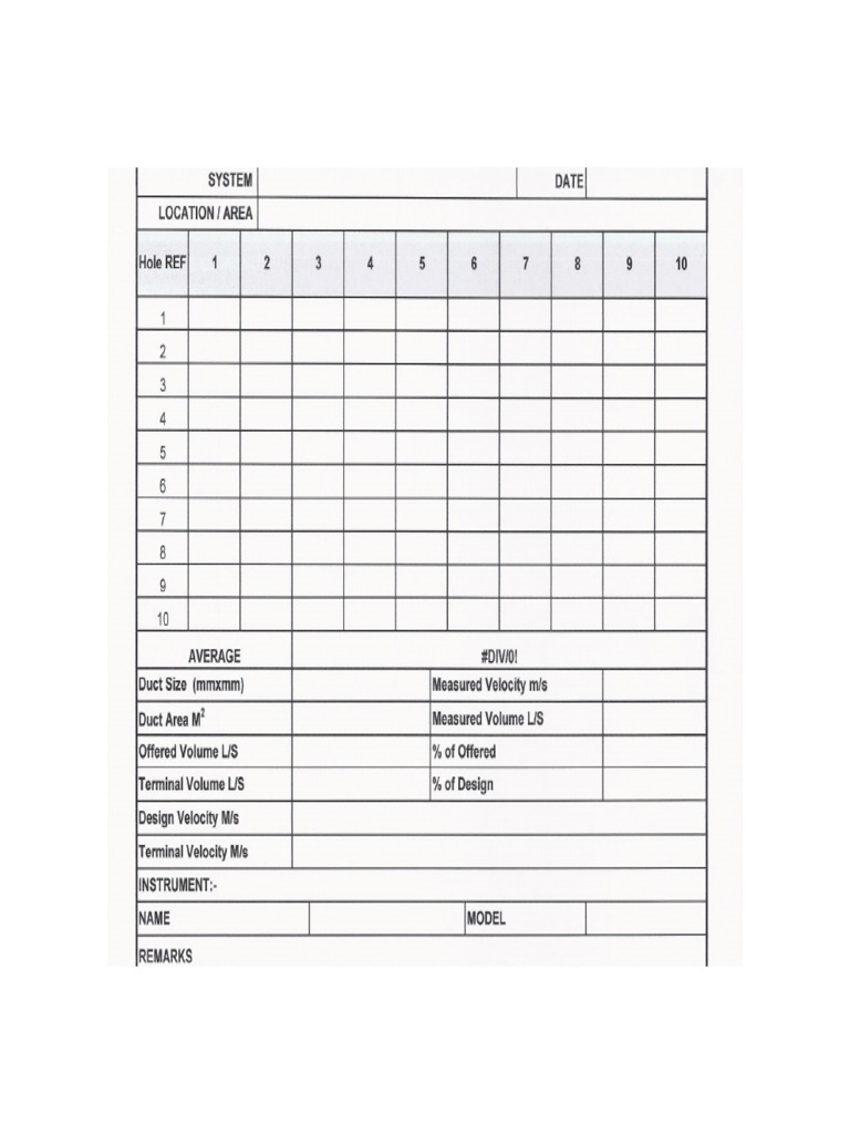 TC Check Sheet Duct Traverse | PDF