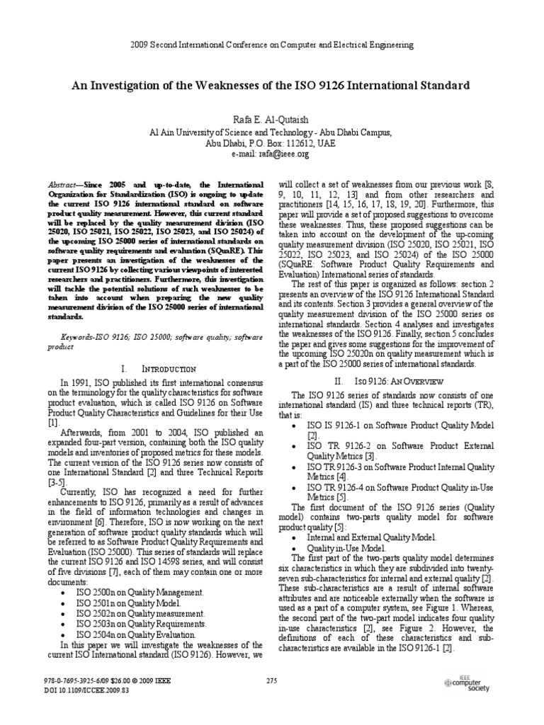 Iso 9126 PDF | International Organization For Standardization | Usability