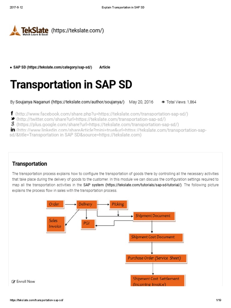 Explain Transportation in SAP SD | PDF | Cargo | Invoice
