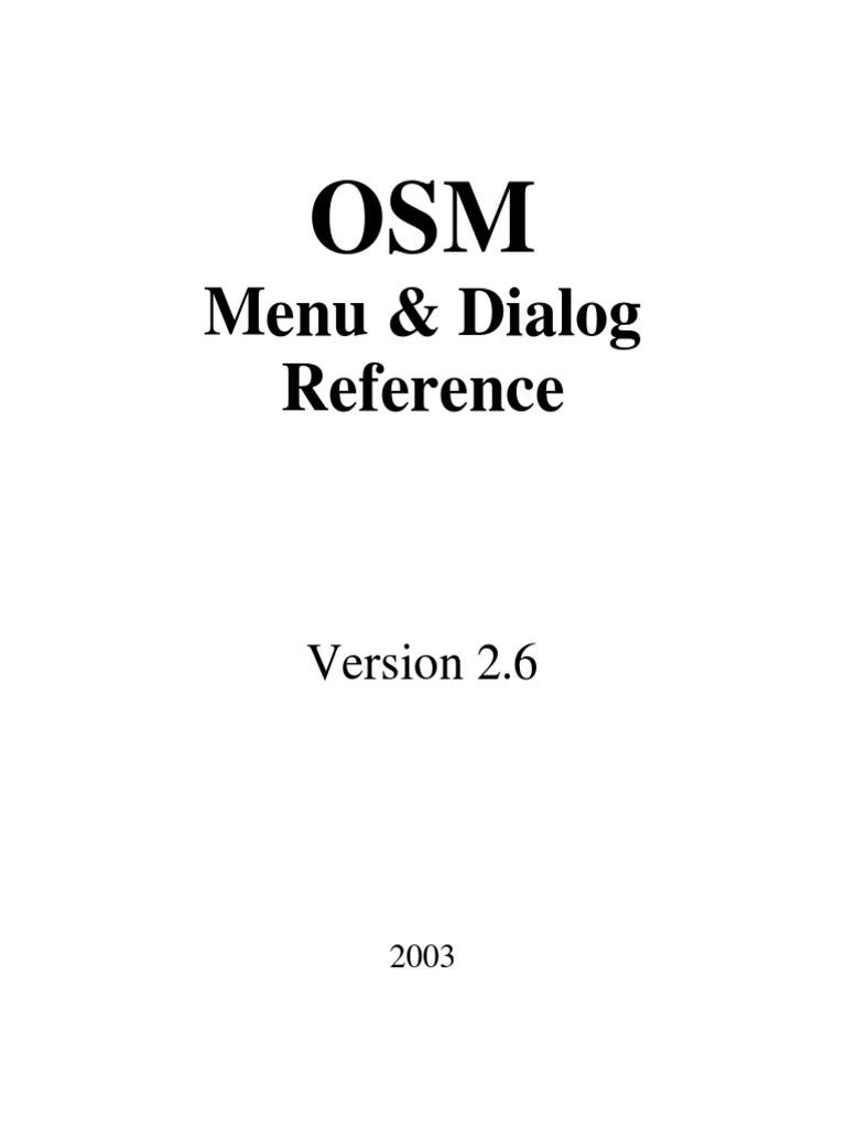 OSM Menu and Dialog Reference Guide | PDF | Cartesian Coordinate System ...