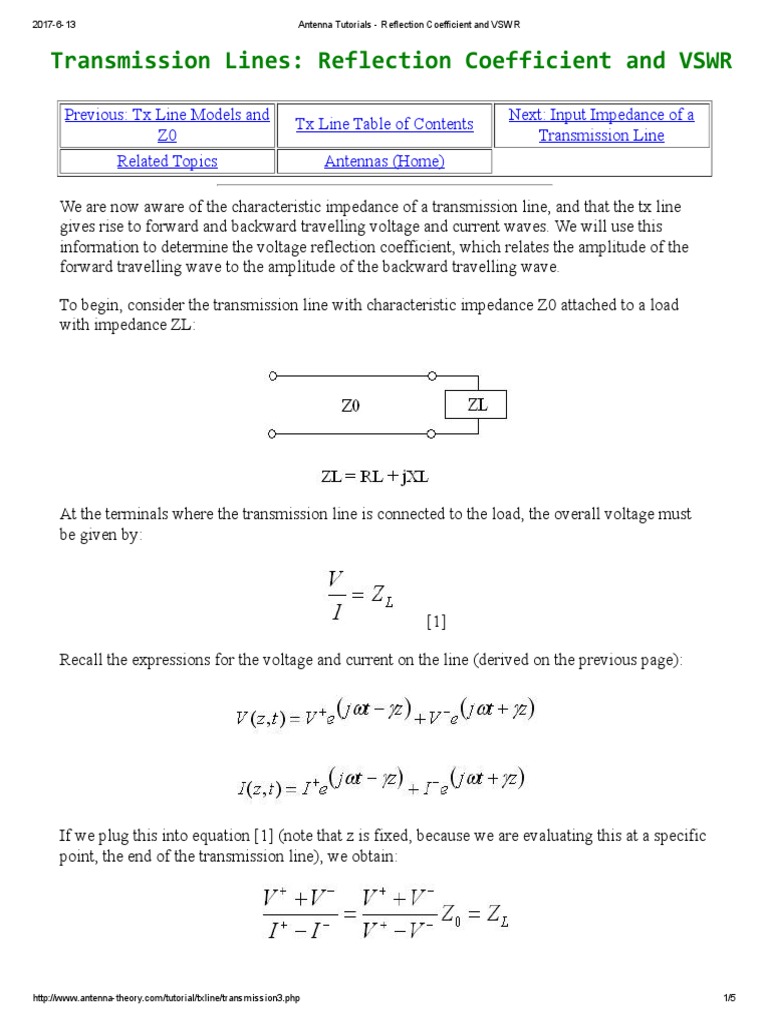 Reflection Coefficient and VSWR Explained | PDF | Transmission Line ...